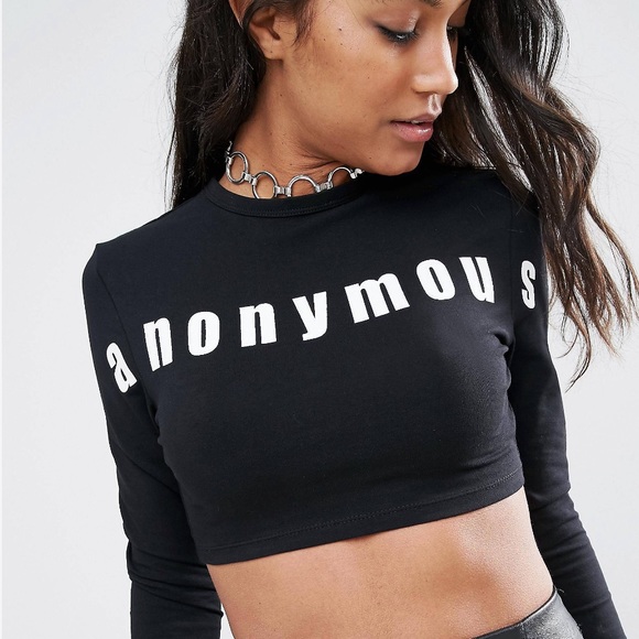 ASOS | Tops | Nwotasos Crop Top With Anonymous Print | Poshmark